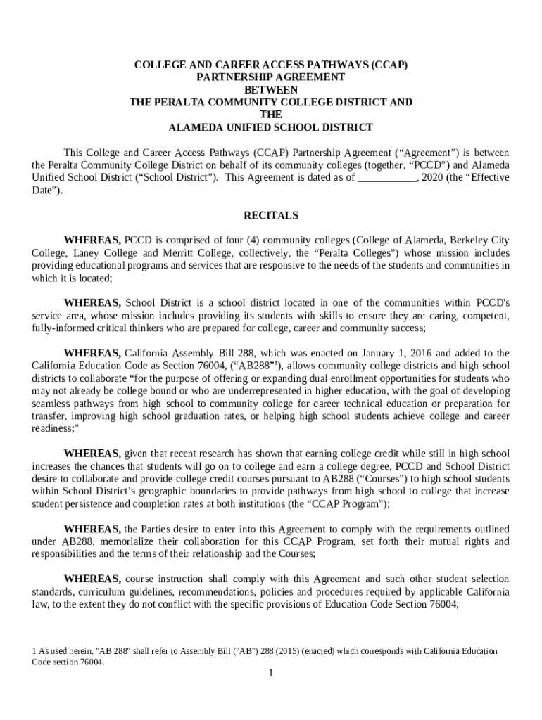 Peralta Community College District High School Doc Template | pdfFiller