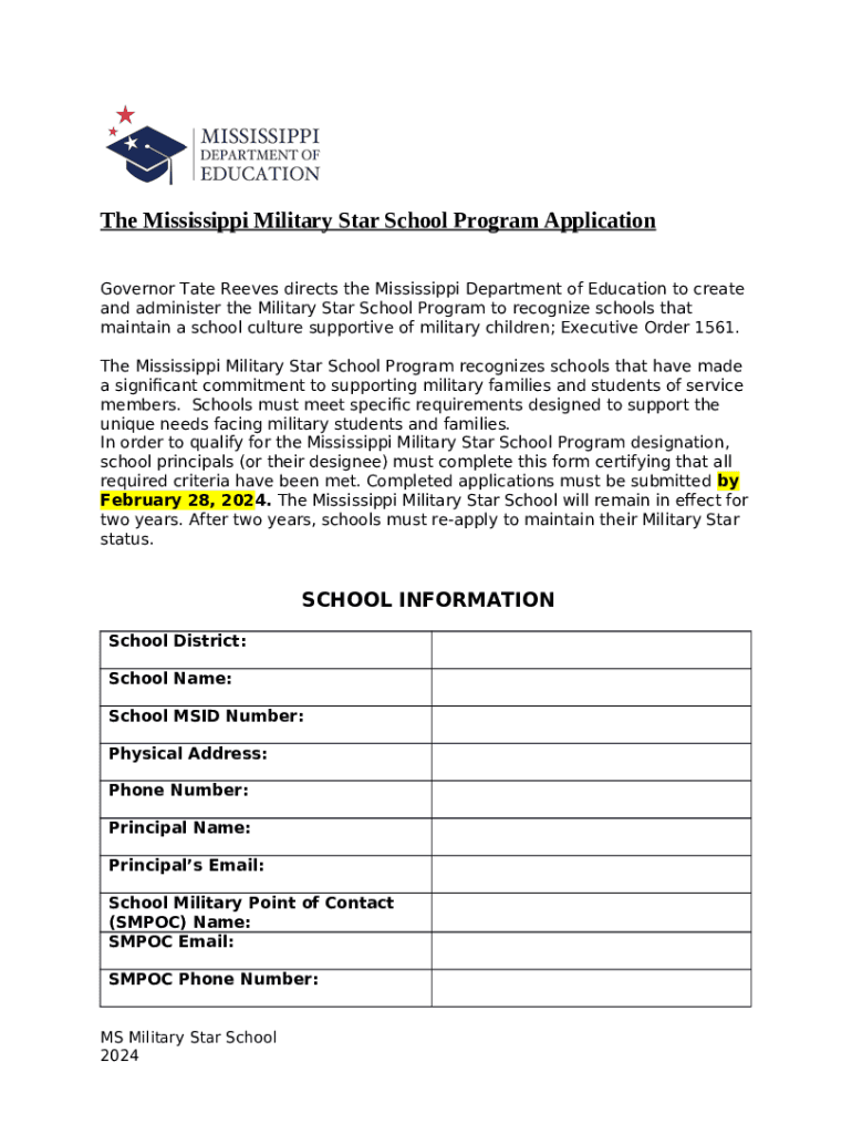 Military Star School Program is a new opportunity for ... Doc Template ...