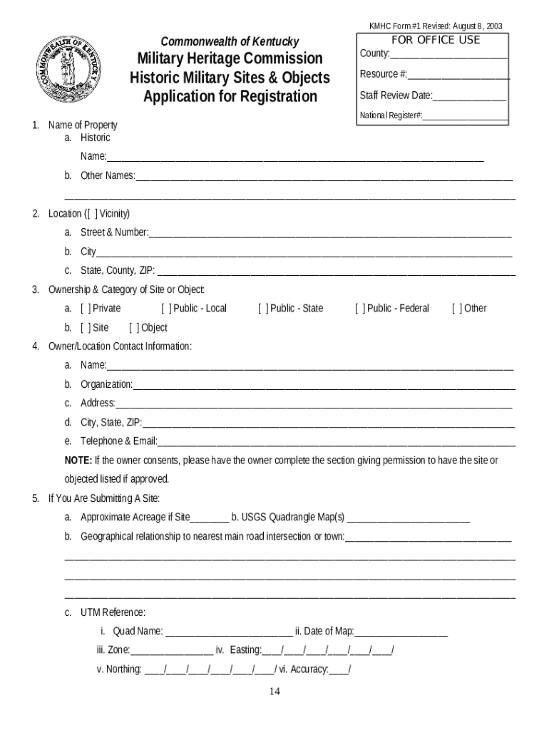 Kentucky Military Heritage Commission Historic Military Sites & Objects ...