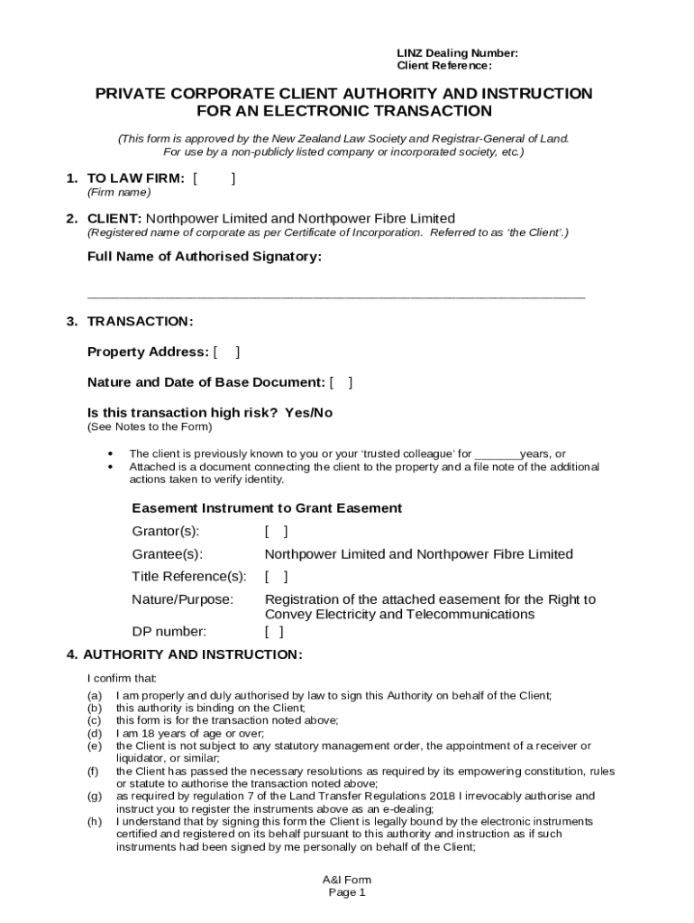 Authority and Instruction (A&I) templates Doc Template | pdfFiller