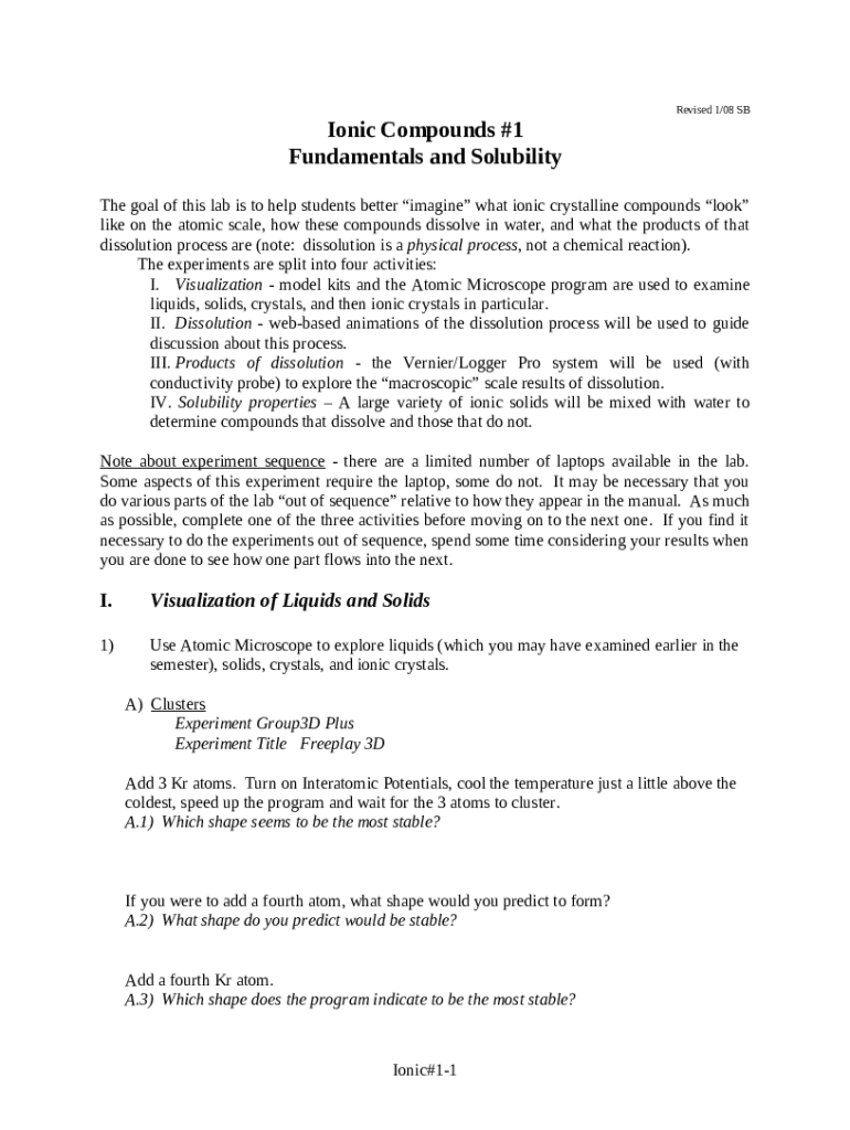 Ionic Compounds 1 - Arrangements in crystals, dissolution of crystals in water (how does the ...