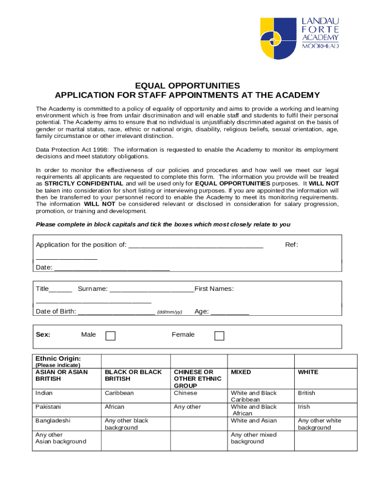 Hammersmith Academy Equal Opportunities and Diversity Policy ... Doc Template | pdfFiller