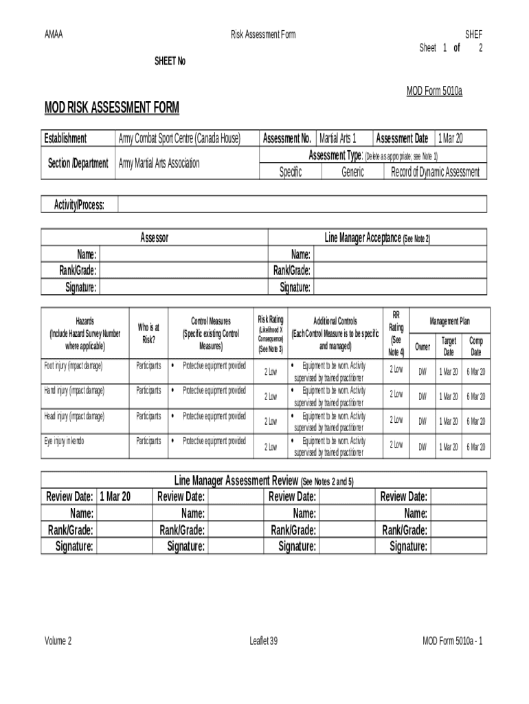 143X CSU SHEF Vol 5 LF39 Blank Risk Assessment Doc Template | pdfFiller