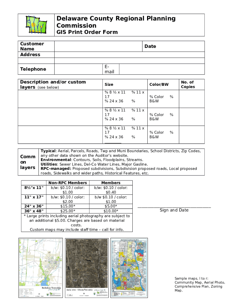 GIS Print Order - Delaware County Regional Planning Doc Template ...