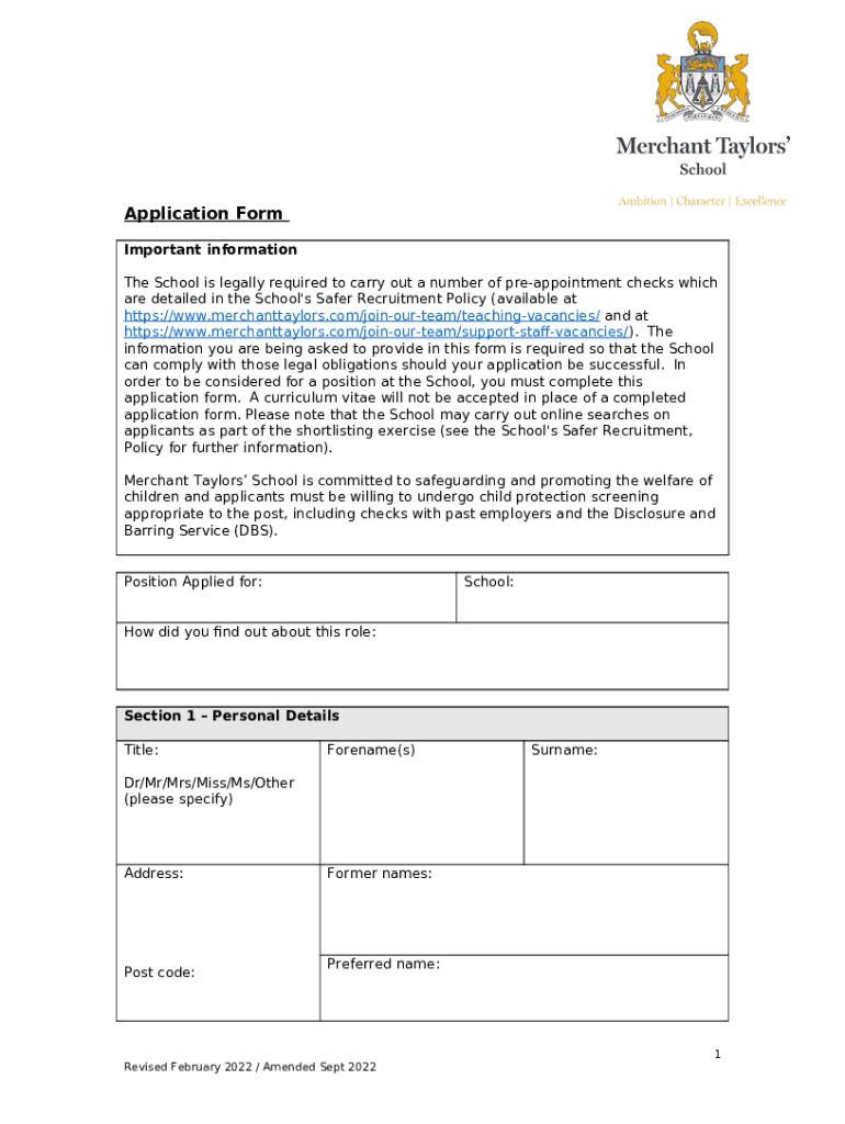 application--1.doc - Merchant Taylors' School Doc Template | pdfFiller