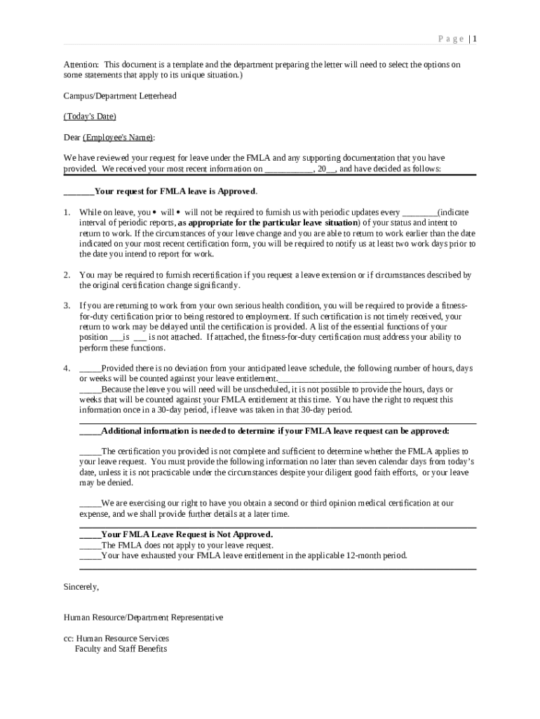 FMLAREGULAR, CONTINUOUS LEAVE Doc Template | pdfFiller