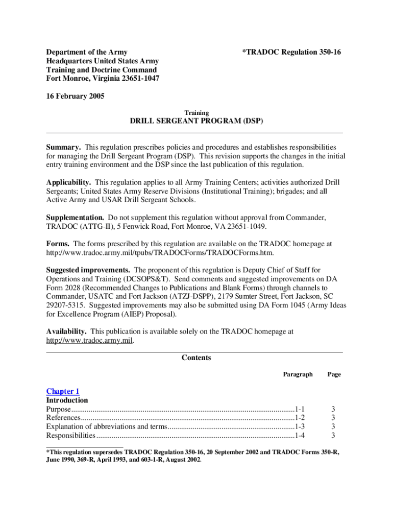 Fillable Online TRADOC Regulation 350-8 Headquarters, United States ...