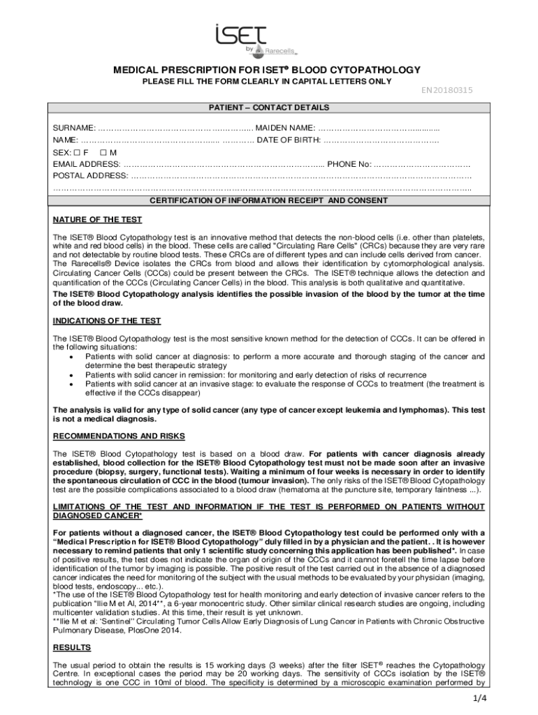Fillable Online ISET Technology and circulating tumor cells liquid biopsy Fax Email Print ...