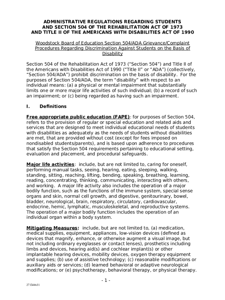 Disability Laws, Regulations, and Guidance Doc Template | pdfFiller