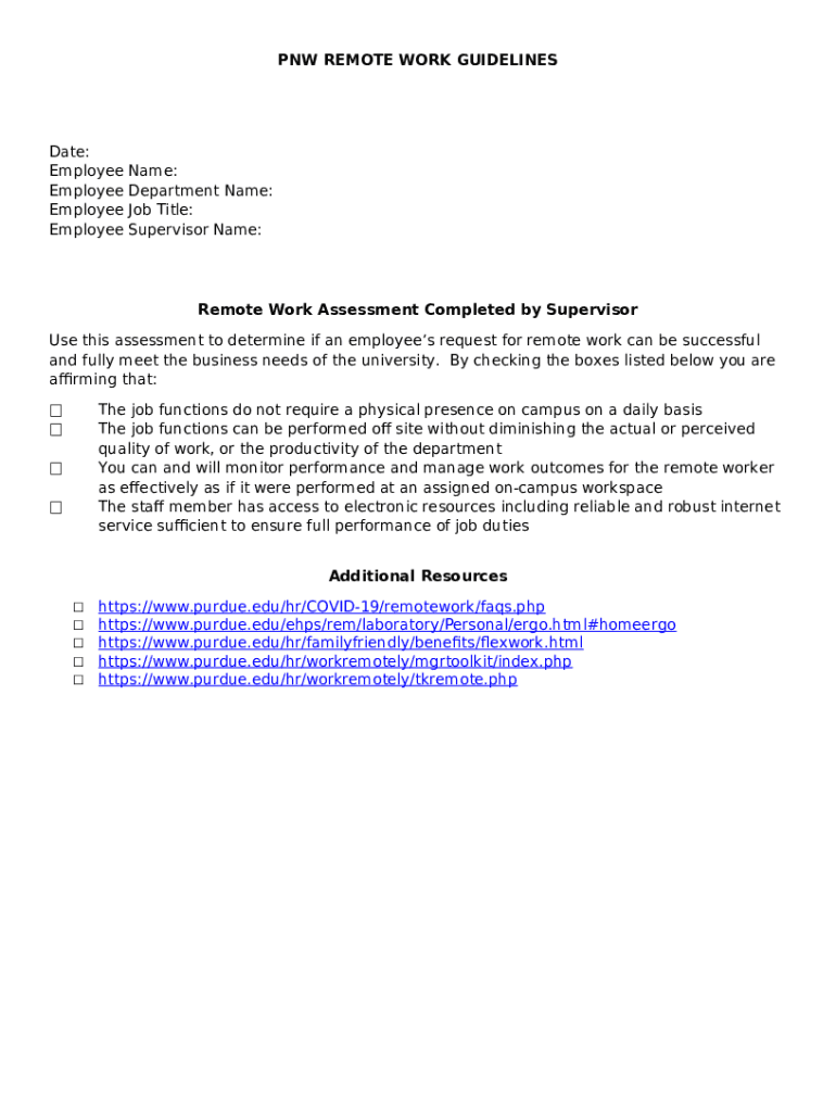 Remote Work Agreement for Staff Doc Template | pdfFiller