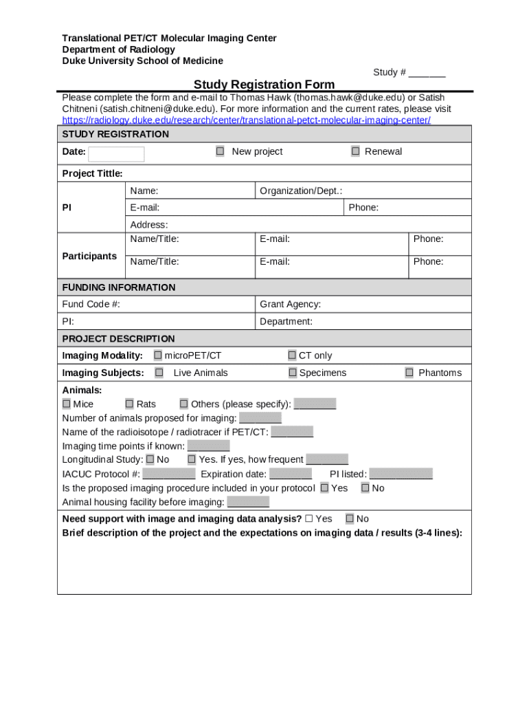 Study Registration - Duke Radiology Doc Template | pdfFiller