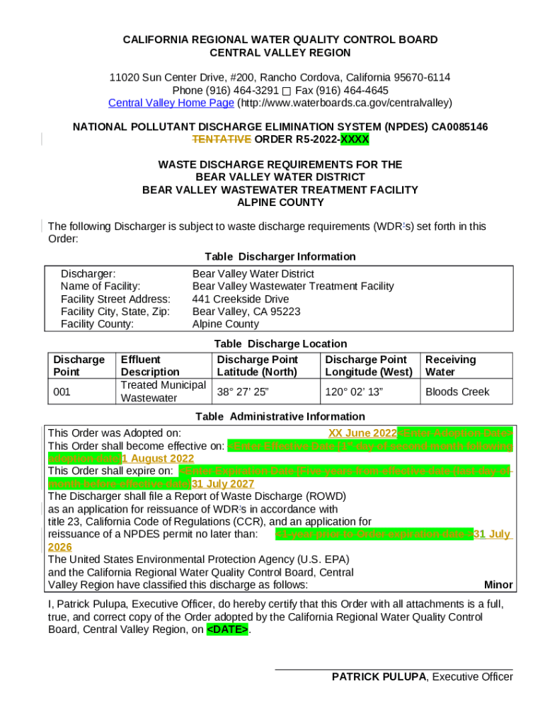 Online swrcb ca CALIFORNIA REGIONAL WATER ... Doc Template | pdfFiller