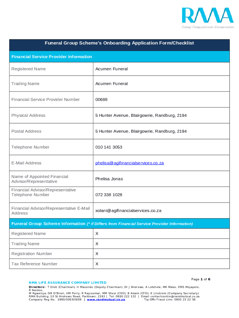 Funeral-Group-Schemes-Onboarding-Application-- ... - bccei co Doc Template | pdfFiller
