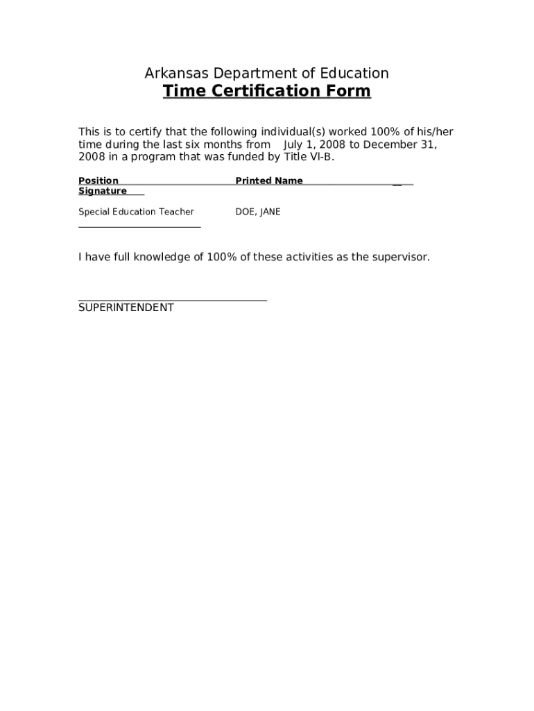 Time Certification Doc Template | pdfFiller