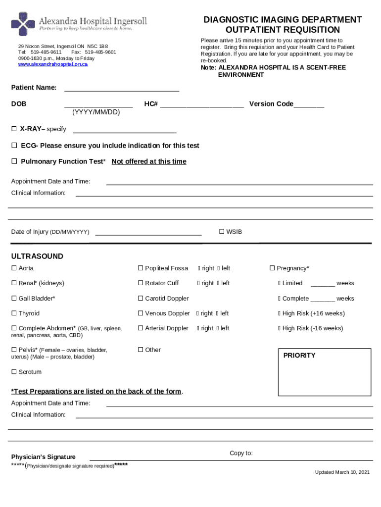 Alexandra Hospital - Diagnostic Services Doc Template | pdfFiller