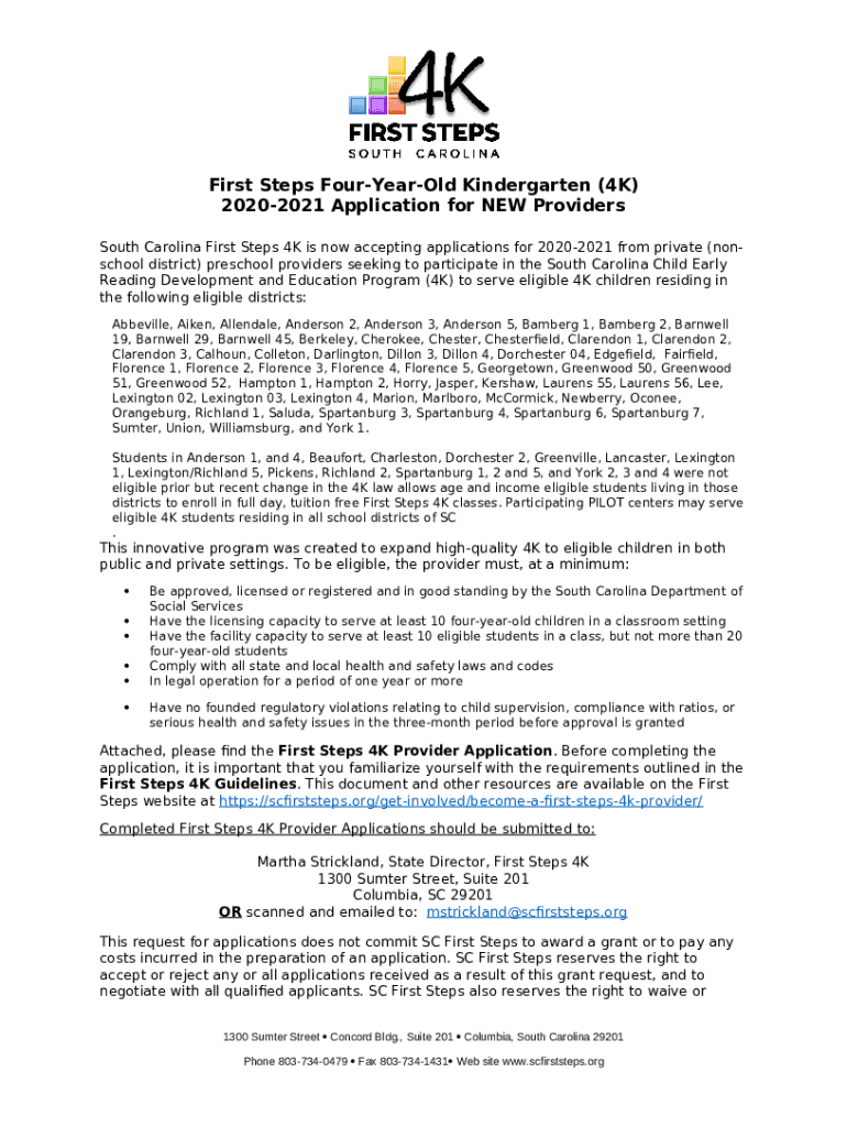 First Steps 4K Enrollment OpenCarolina Family Engagement ... Doc ...