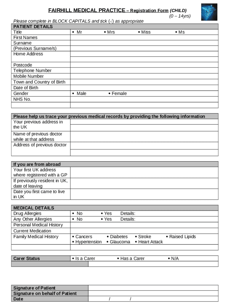 How to register - Fairhill Medical Practice - GPsurgery.net Doc Template | pdfFiller