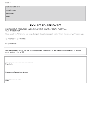 14 Exhibit to Affidavit or Statutory Declaration Doc Template | pdfFiller