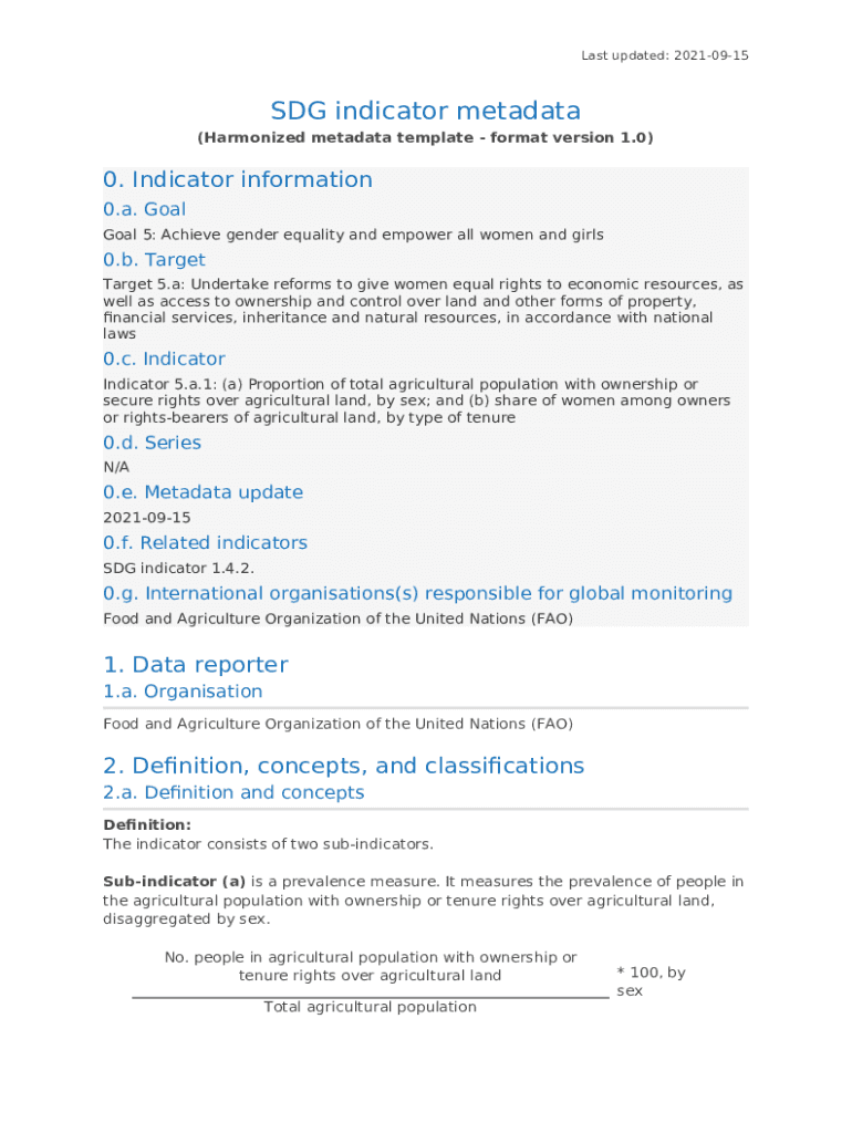 Indicator 5.a.1 - Sustainable Development Goals - Data.gov Doc Template | pdfFiller