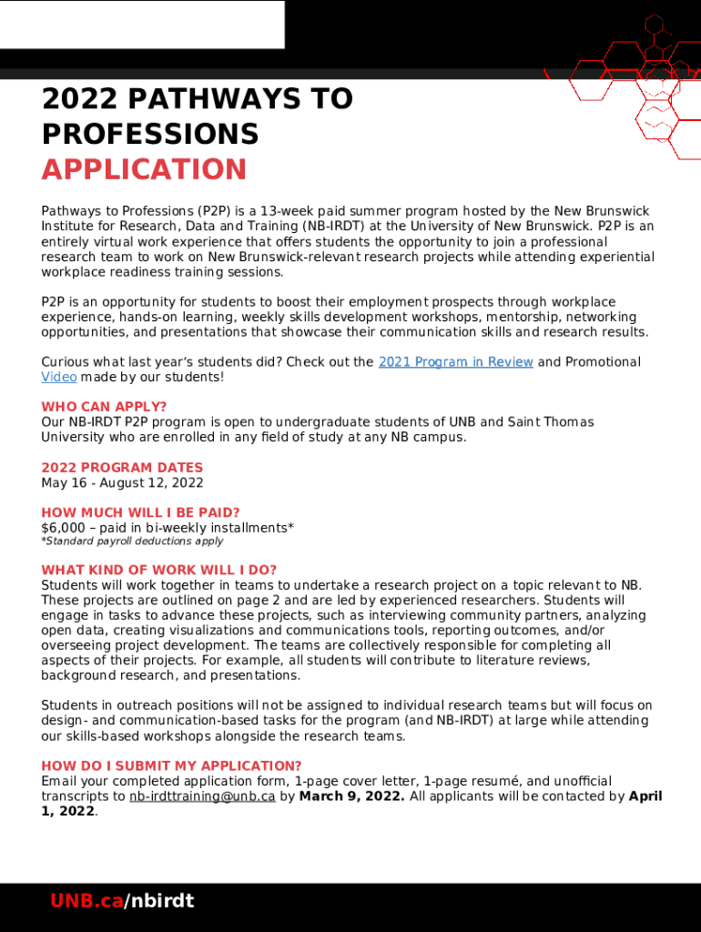 2022 pathways to professions application Doc Template | pdfFiller