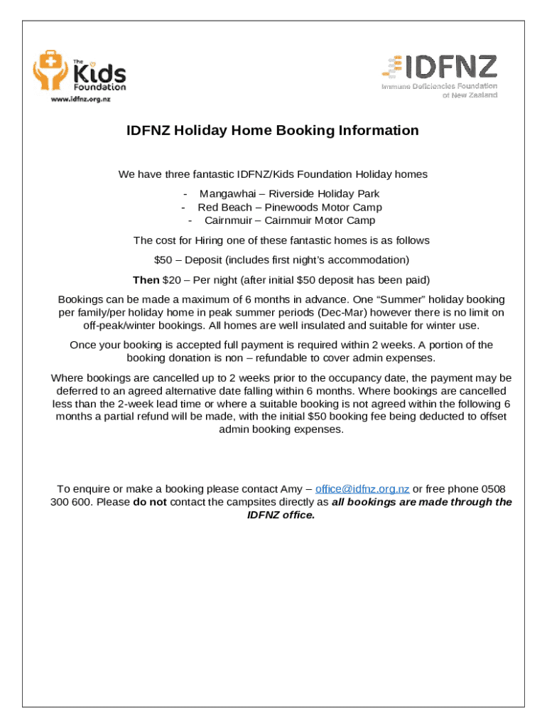 members holiday home booking request Doc Template | pdfFiller