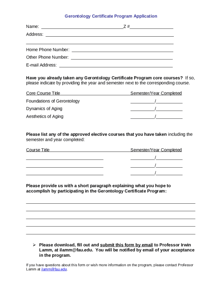 Gerontology Certificate ProgramJohns Hopkins Doc Template | pdfFiller