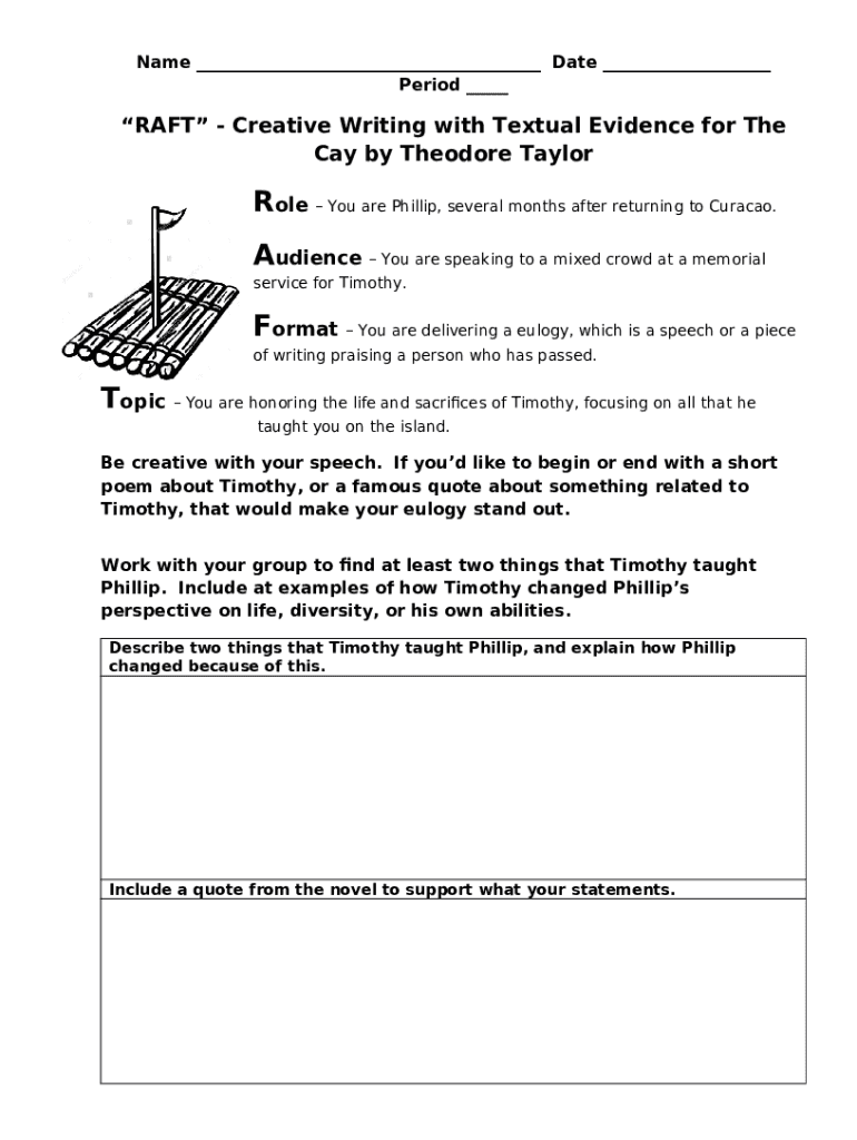 A Eulogy in Honor of Timothy of The Cay by Theodore Taylor Doc Template ...