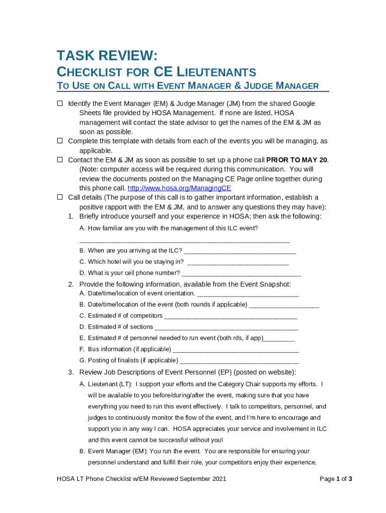 Event Planning Checklists & Templates Doc Template | pdfFiller