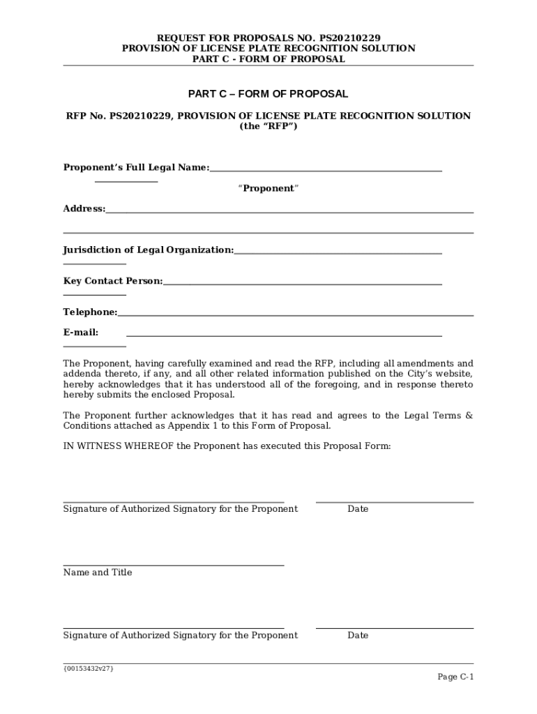 PS20210229, PROVISION OF LICENSE PLATE RECOGNITION SOLUTION (the "RFP ...