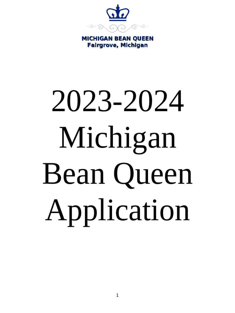 michigan bean queen pageant contestant application Doc Template | pdfFiller