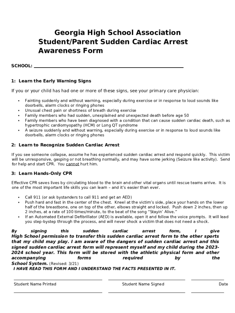 Student/Parent Sudden Cardiac Arrest Awareness - schoolwires henry k12 ...