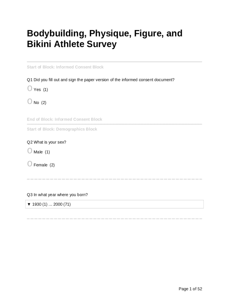 Bodybuilding, Physique, Figure, Bikini, and Competitive Athlete Survey ...