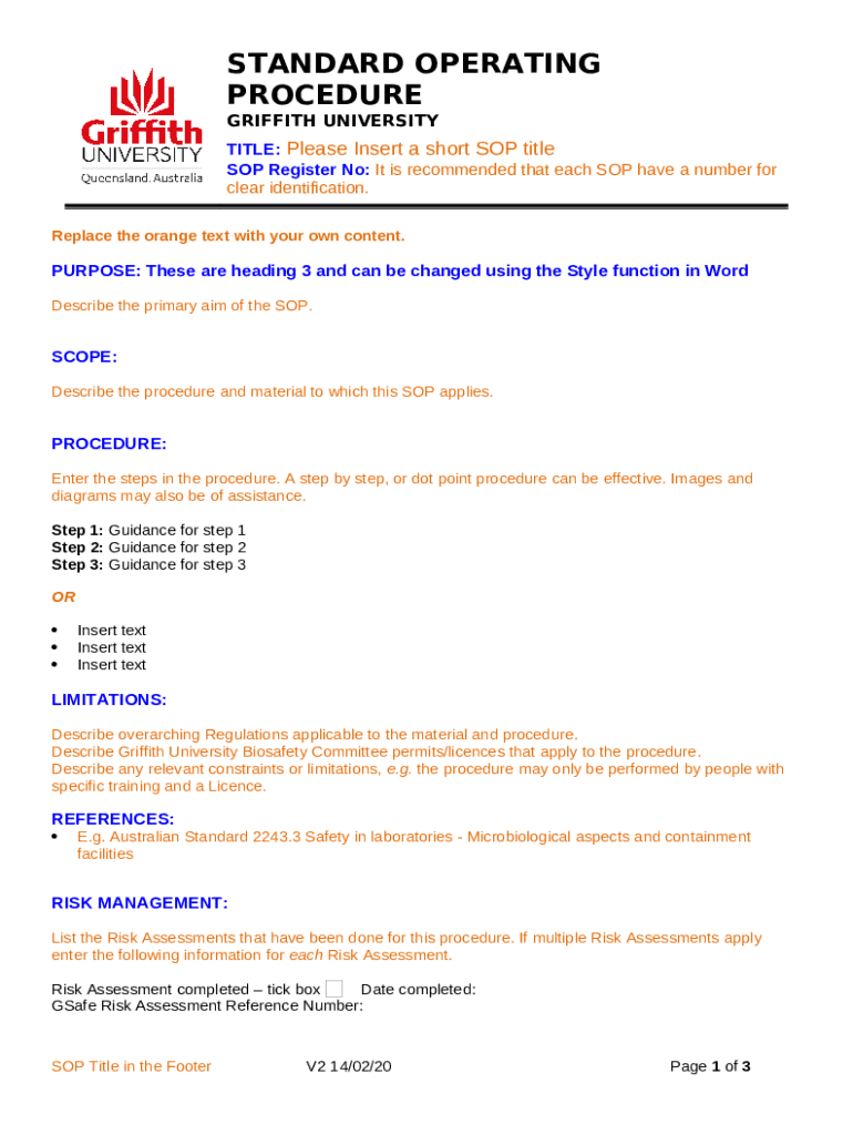 pharma Microbiology "Standard Operating Procedures ... Doc Template ...