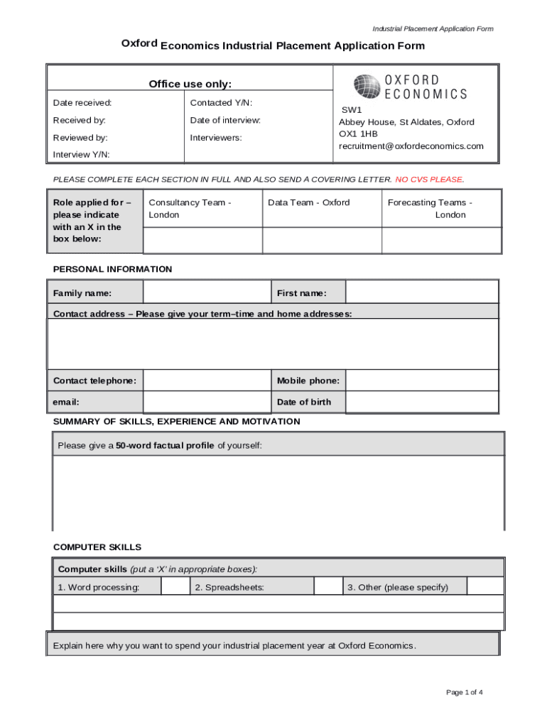 OE Application Doc Template | pdfFiller