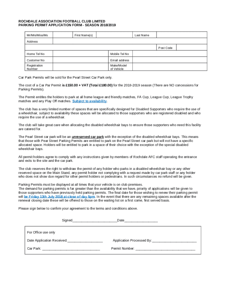 Staff, volunteer and contractor parking Doc Template | pdfFiller