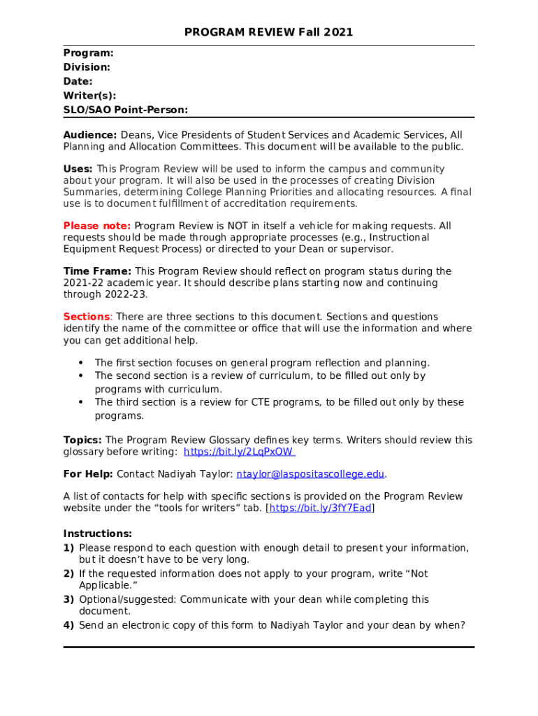 SLO/SAO Point-Person: Audience: Deans, Vice Presidents ... Doc Template | pdfFiller