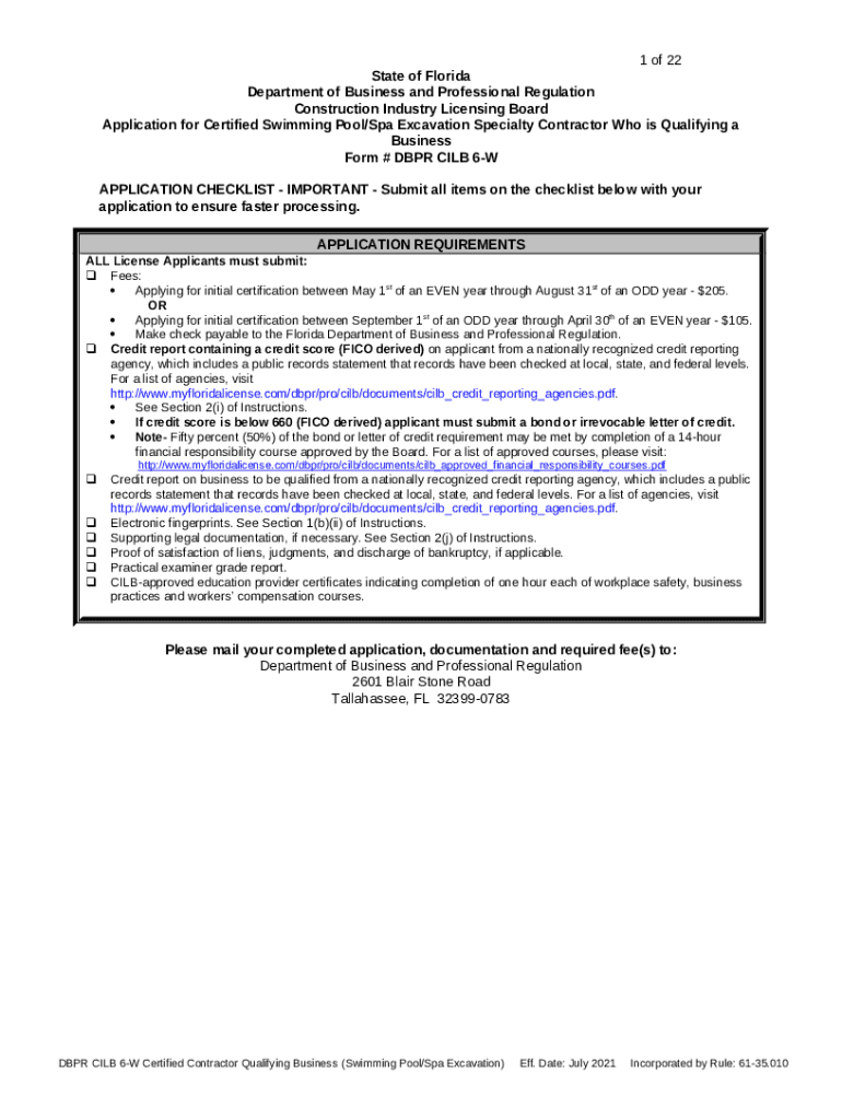 DBPR CILB 6-W - Certified Contractor Qualifying Business ... Doc ...