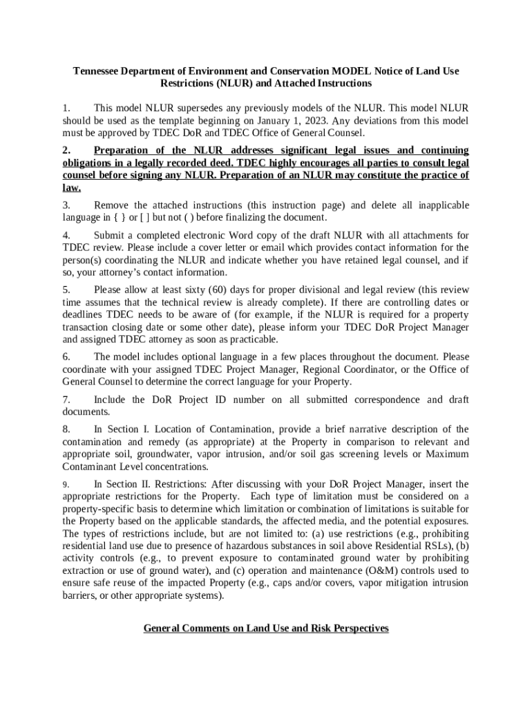 TDEC Develops New Model Brownfield Agreement ... Doc Template | pdfFiller