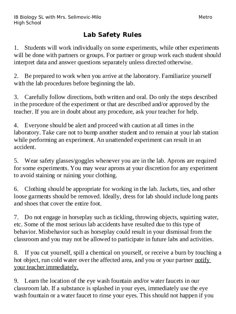 Safety Rules in Labs: 8 Best Practices for Students and ... Doc ...