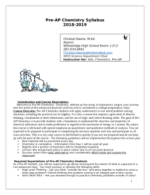 Pre-AP Chemistry Course Guide Doc Template | pdfFiller