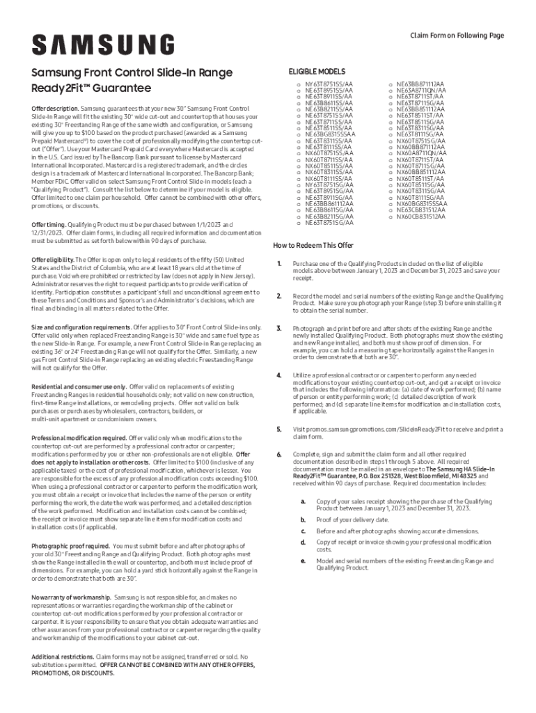 Fillable Online Samsung settlement claim form: Fill out & sign online ...