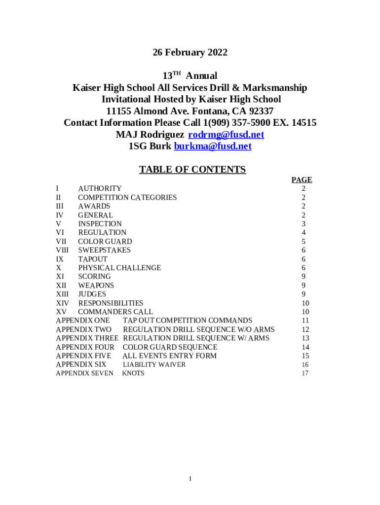 National High School Drill Team Championships Doc Template | pdfFiller