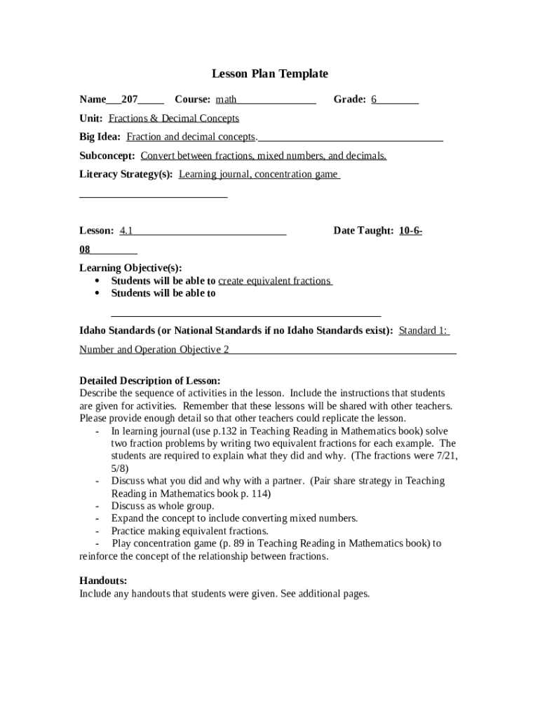 Eureka Math Grade 4 Module 6 - webpages uidaho Doc Template | pdfFiller