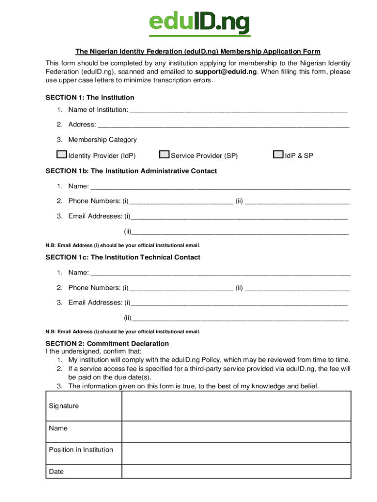 Fillable Online How To Join eduID.ng as an Identity Provider (IdP) Fax ...