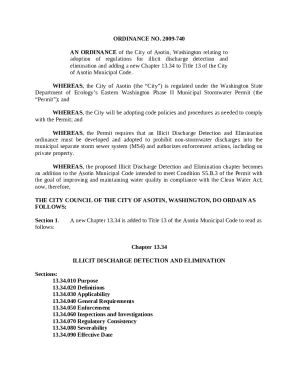 Model Illicit Discharge and Connection Ordinance Doc Template | pdfFiller