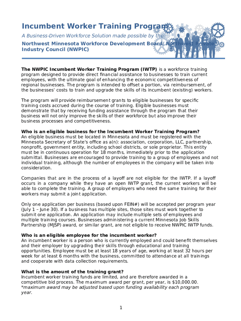 How to Use the Incumbent Worker Training Program ... Doc Template | pdfFiller