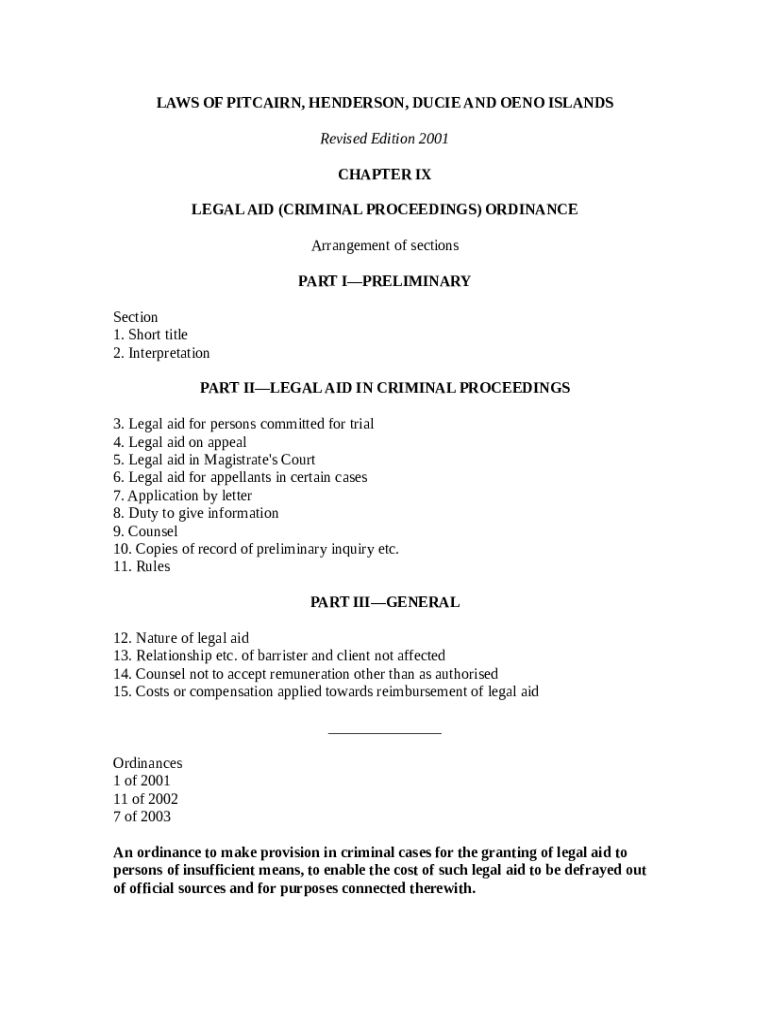 Revised Laws - Alphabetical List of Ordinances Doc Template | pdfFiller