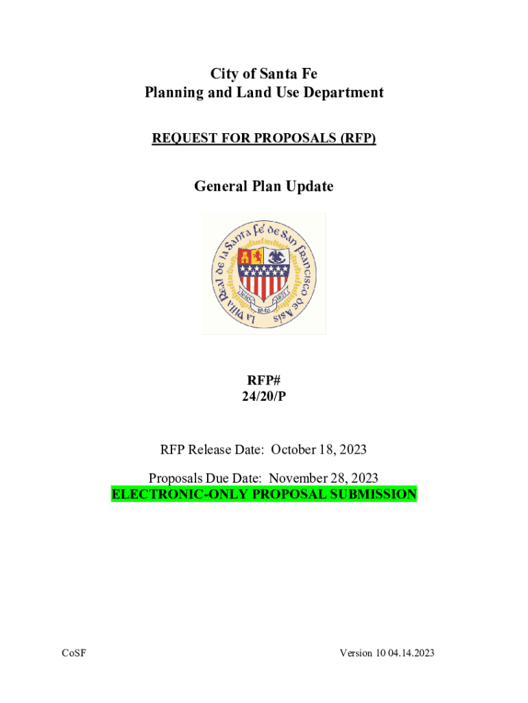 Fillable Online REQUEST FOR PROPOSALS (RFP) GENERAL PLAN ... Fax Email Print - pdfFiller