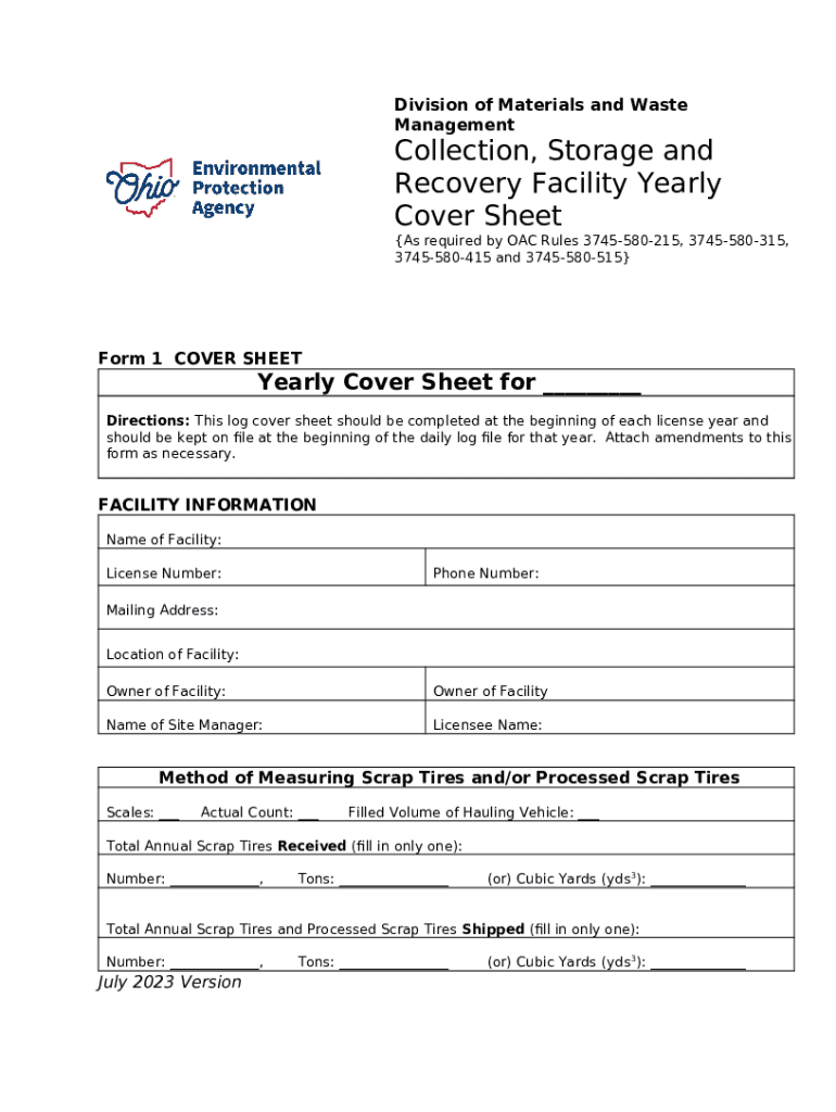 ST Daily Log Cover Sheet - epa ohio Doc Template | pdfFiller