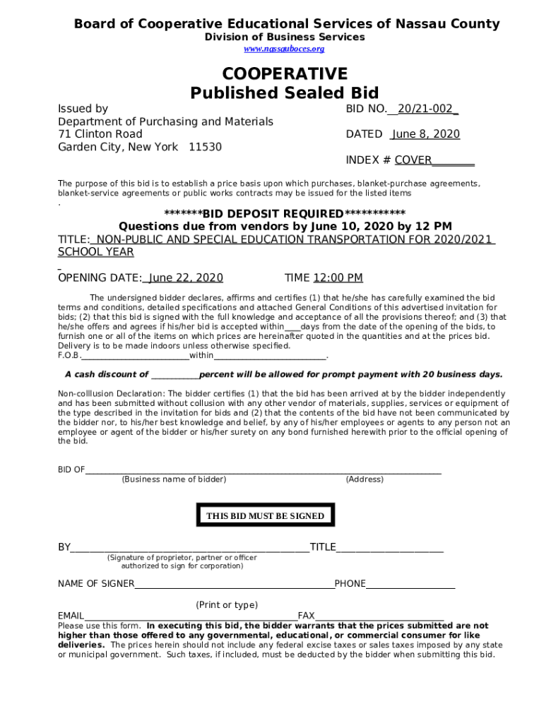 Board of Cooperative Educational Services of Nassau ... Doc Template | pdfFiller